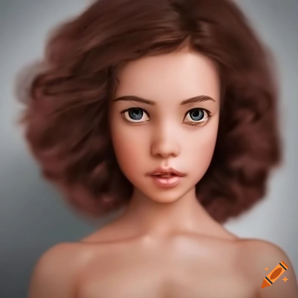 Transformation from woman portrait to american girl doll