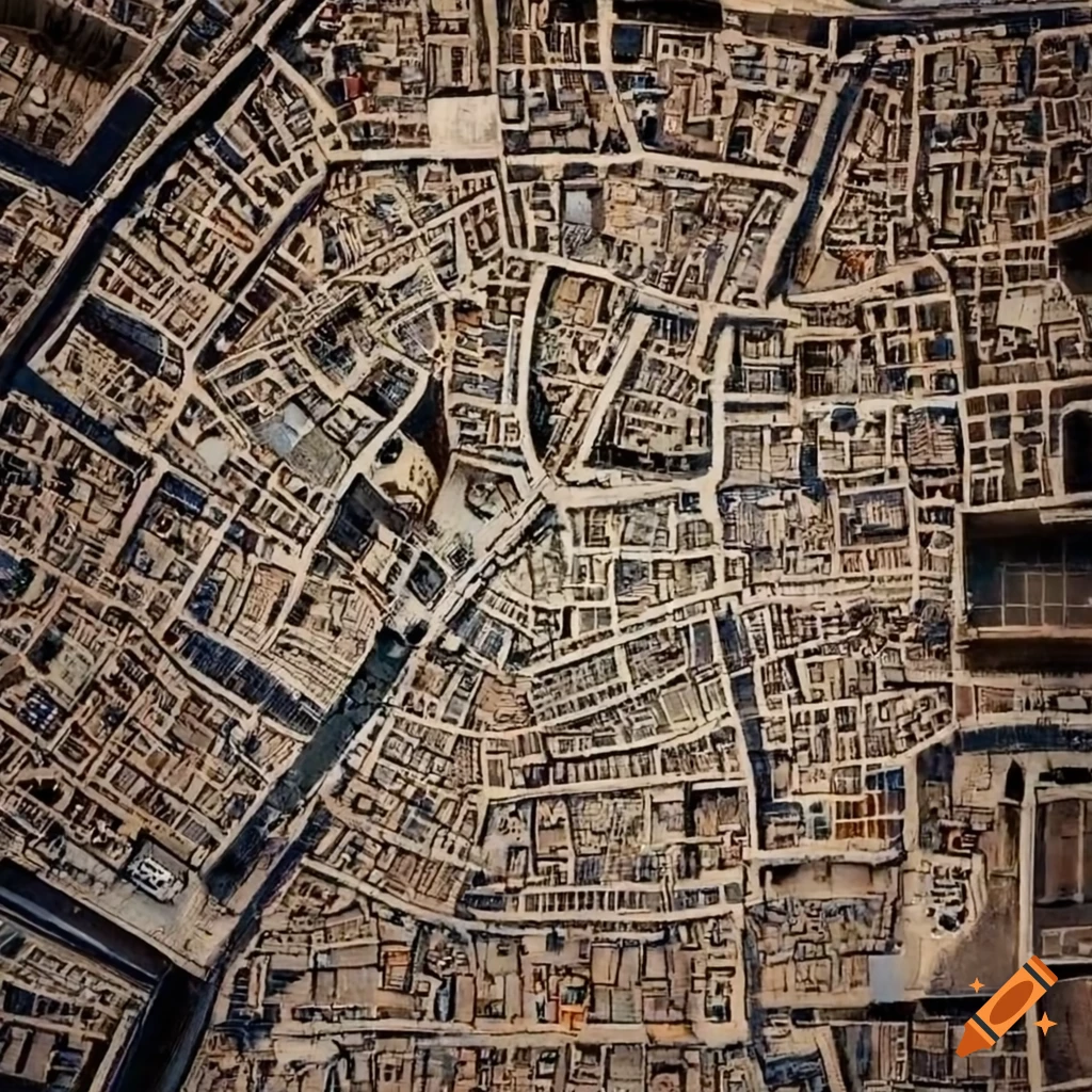 A birdseye view of an urban city map in Afghanistan on Craiyon