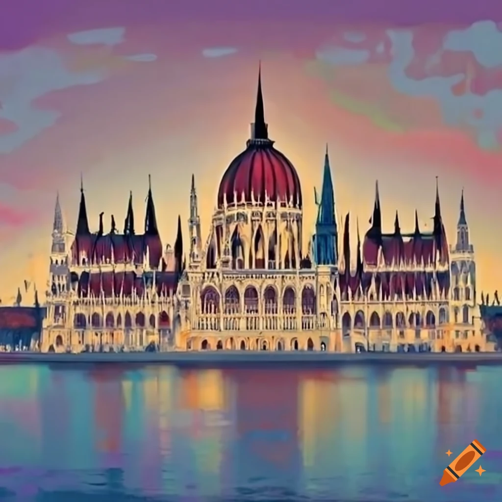 Artwork of the hungarian parliament building on Craiyon