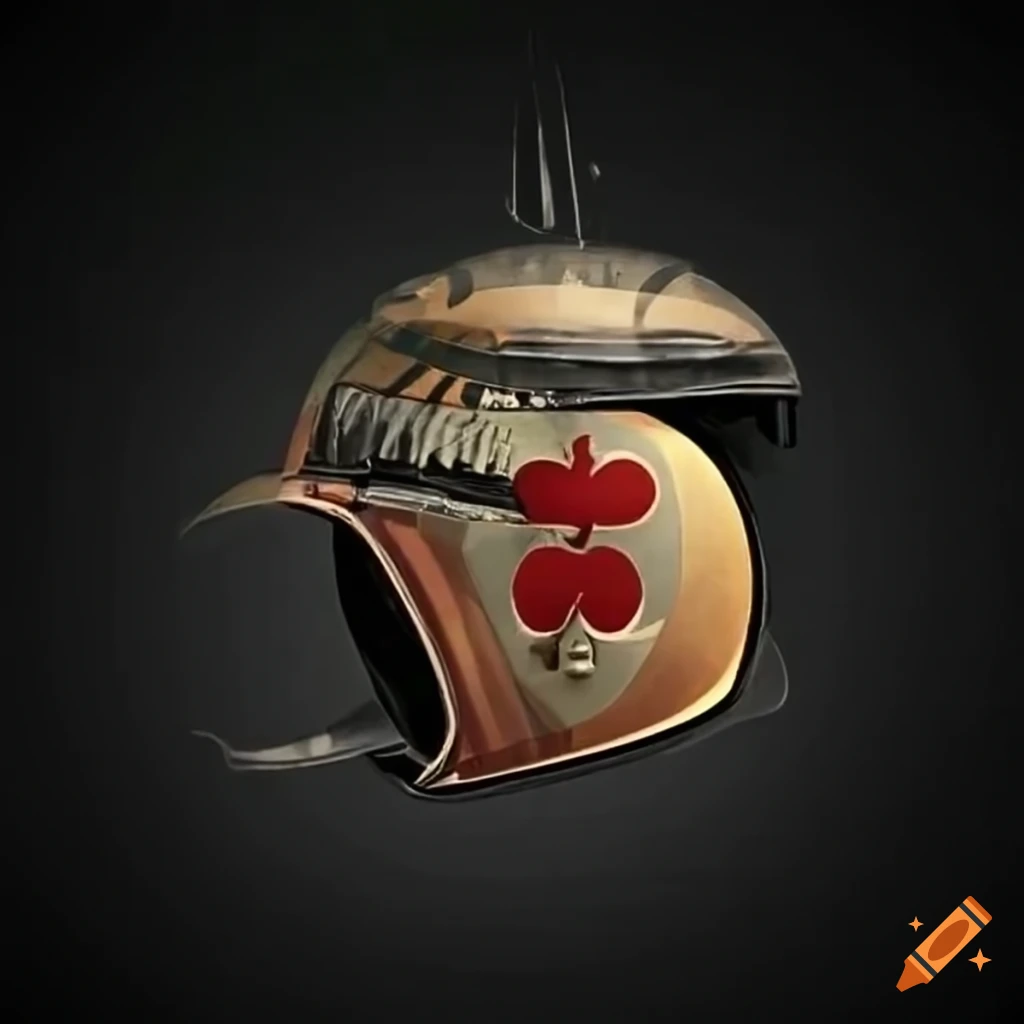 Vintage motorcycle helmet with ace of spades graphic