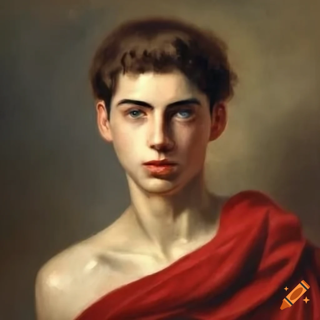 Oil painting of a man with blue flames in his hair on Craiyon