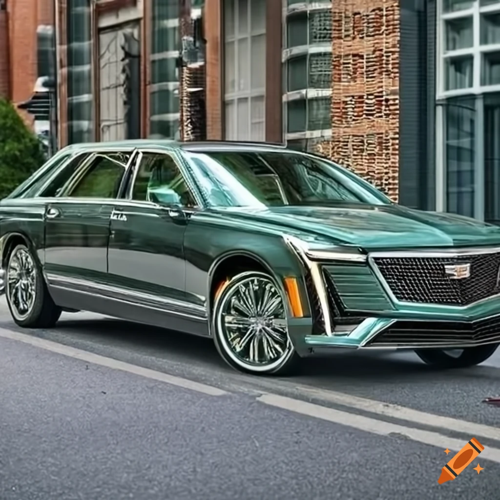 Green cadillac brougham d'elegance sedan on Craiyon