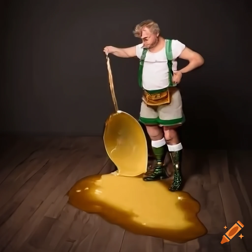 Humorous image of a man spilling beer and looking sad on Craiyon