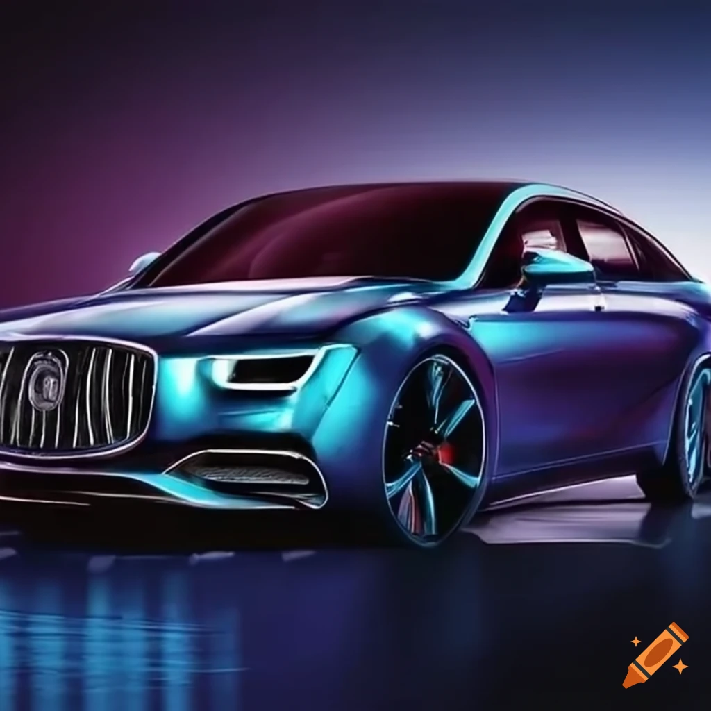 Luxurious elven-inspired sedan car in black on Craiyon