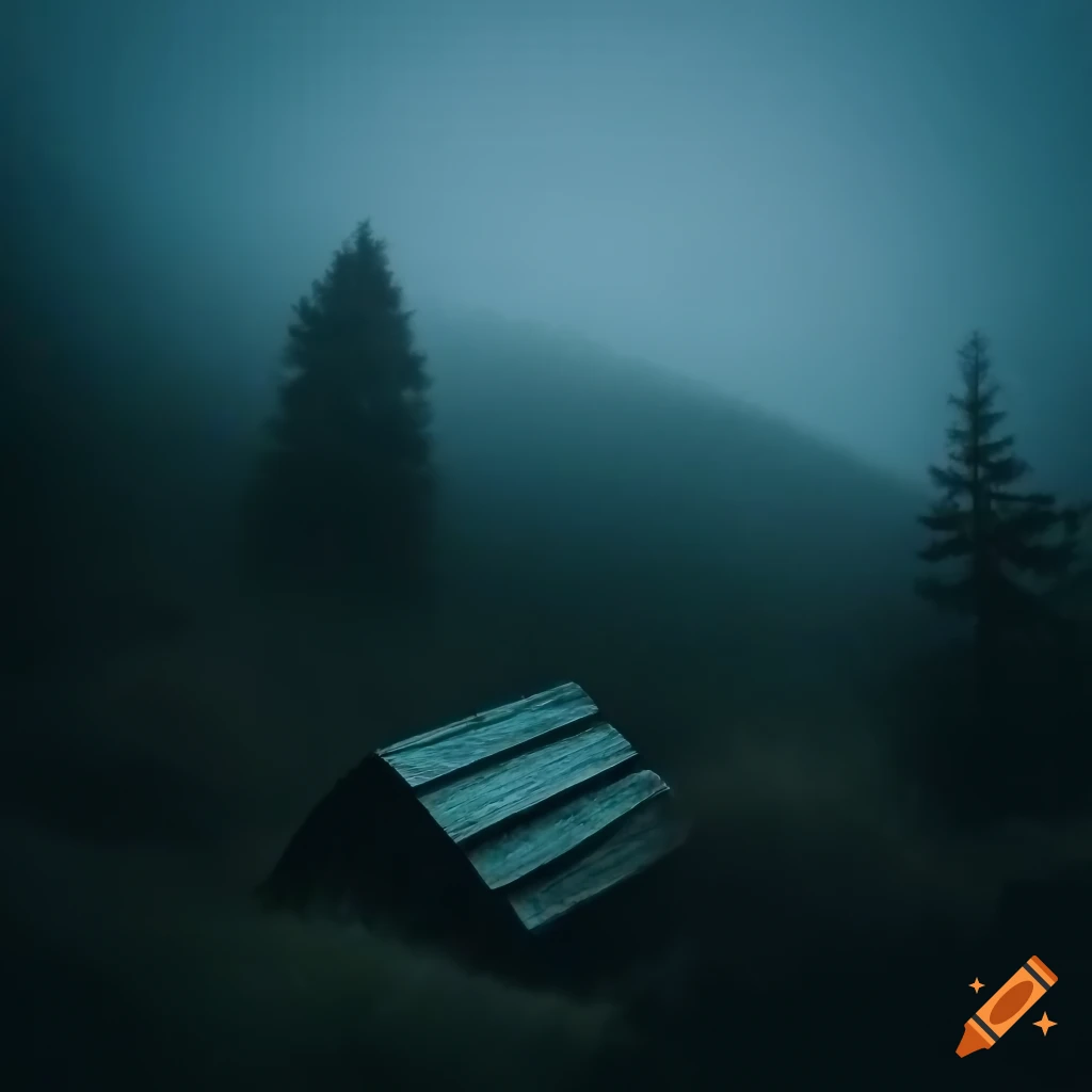 Haunting photo of a solitary shed in the hills on Craiyon