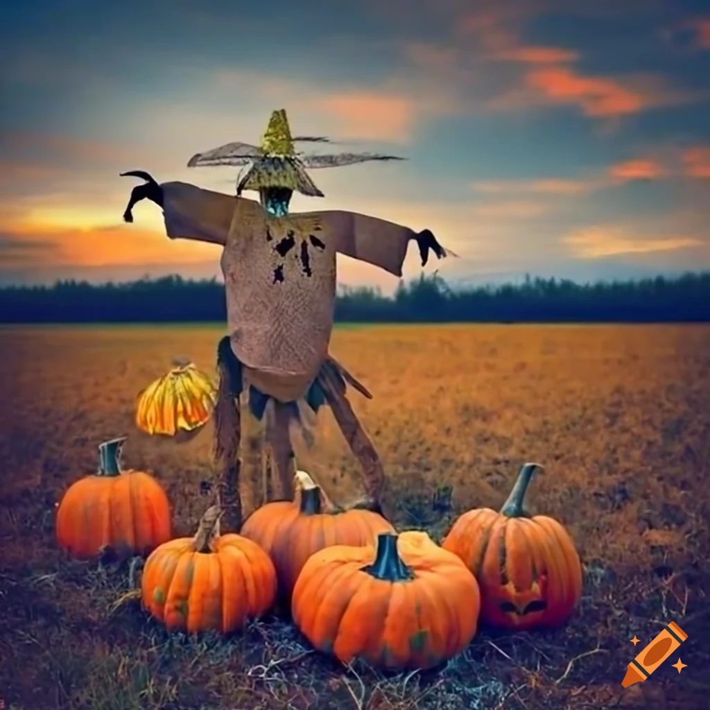 Traditional scarecrow with a retro vibe on Craiyon