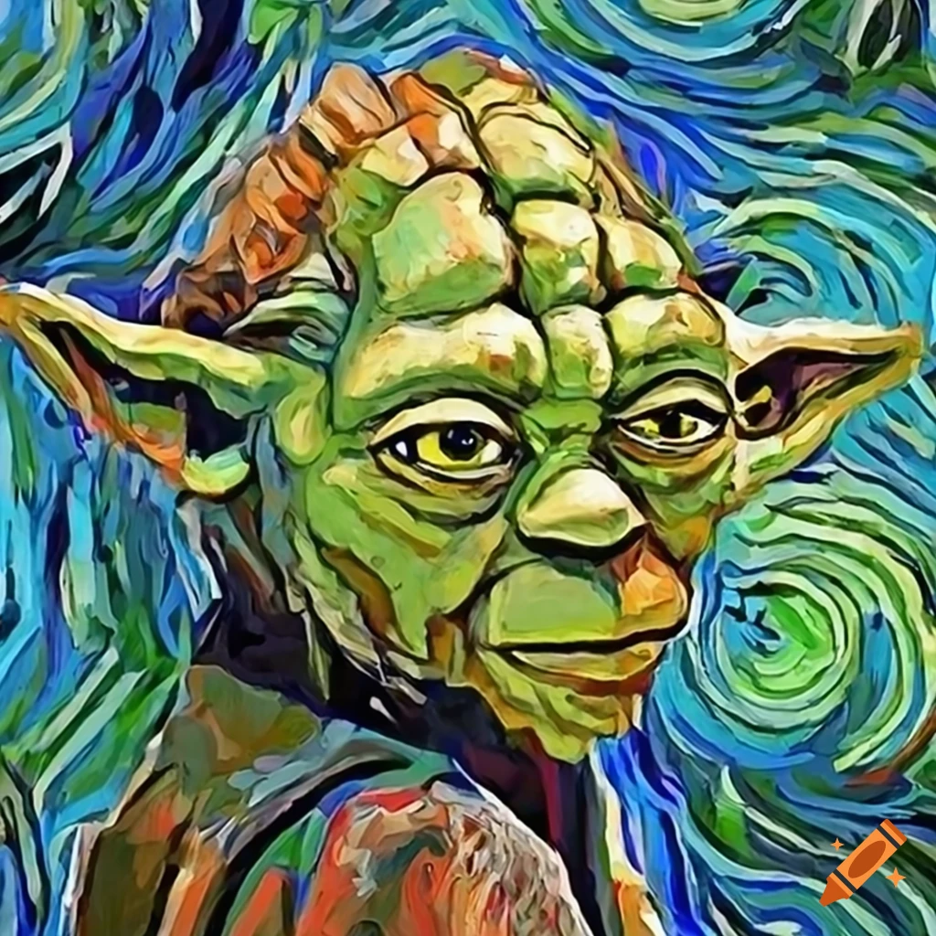 Yoda painting in van gogh style on Craiyon