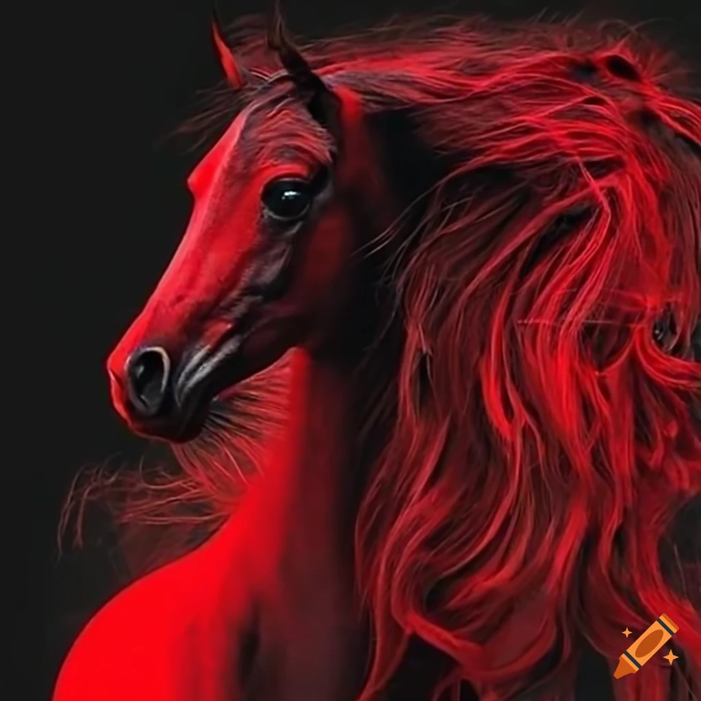 Profile of a black and red horse on Craiyon