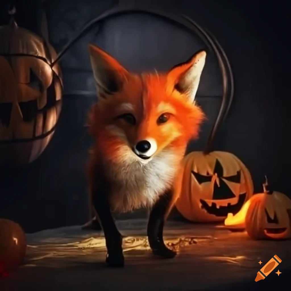 Fox with a halloween party