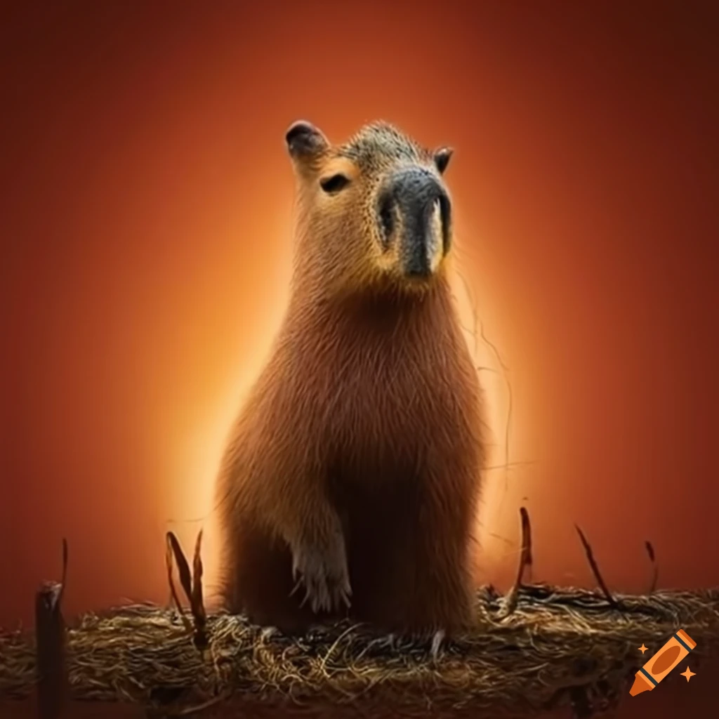 Cute image of a dripping wet capybara on Craiyon