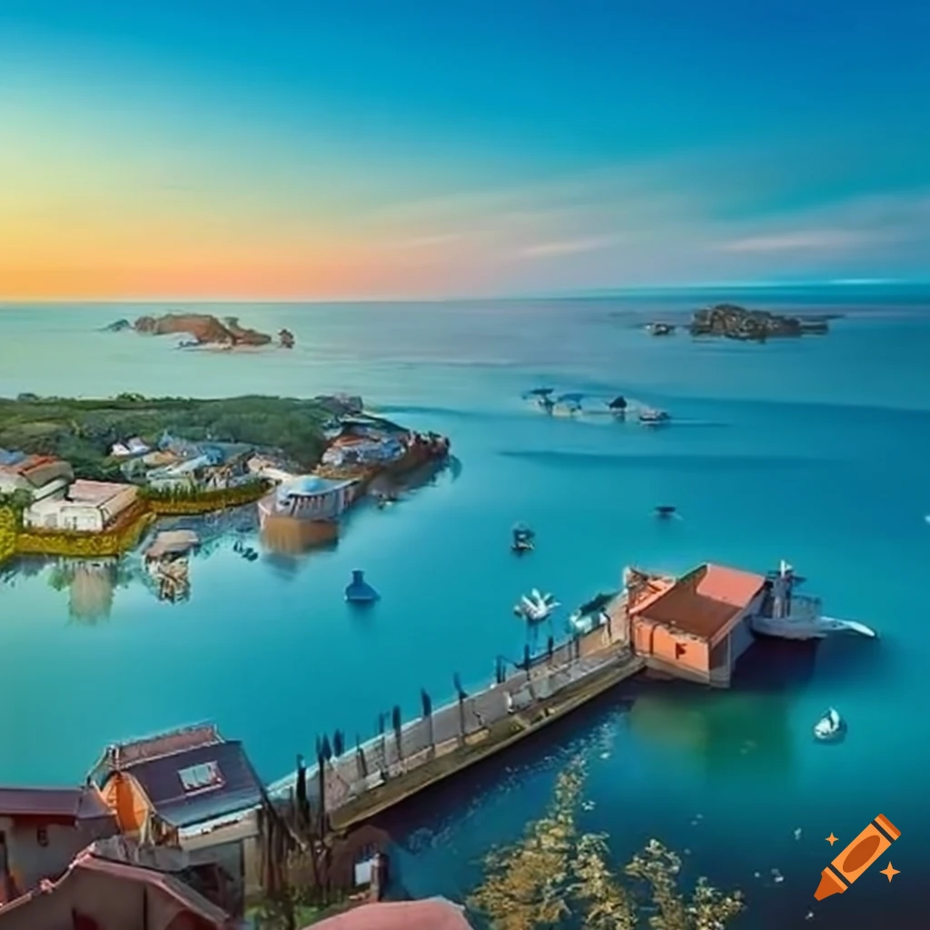 Image of a thriving coastal village