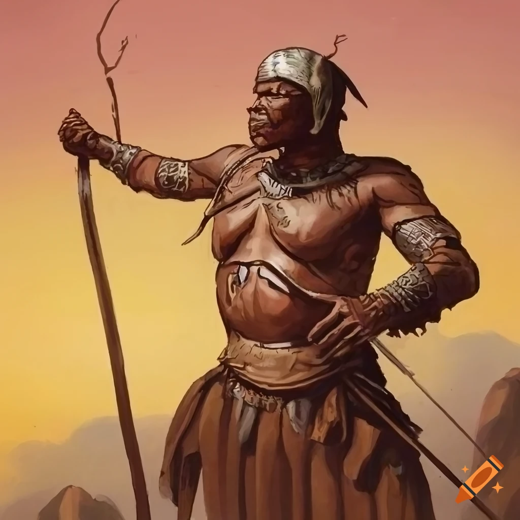 Bushman warrior in full plate armor