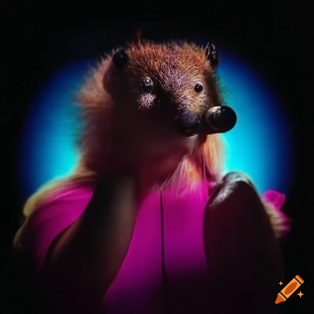 Retro album cover featuring a dreaming lady beaver on Craiyon