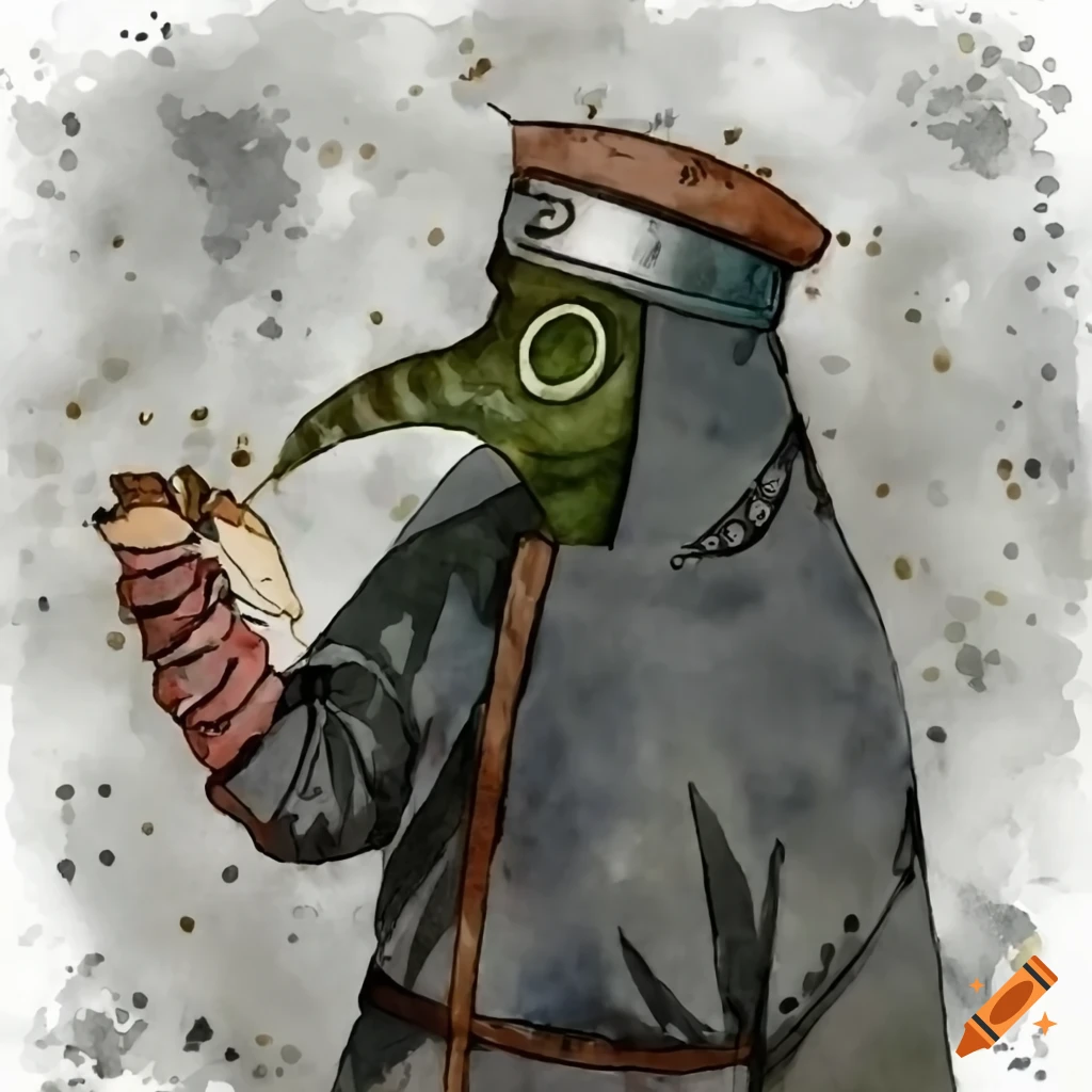 Cosplay of a medieval plague doctor in naruto costume