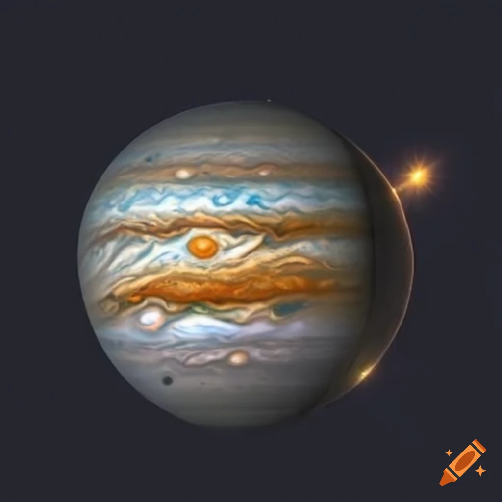 Artwork of Jupiter with a face in marshmallow sky on Craiyon