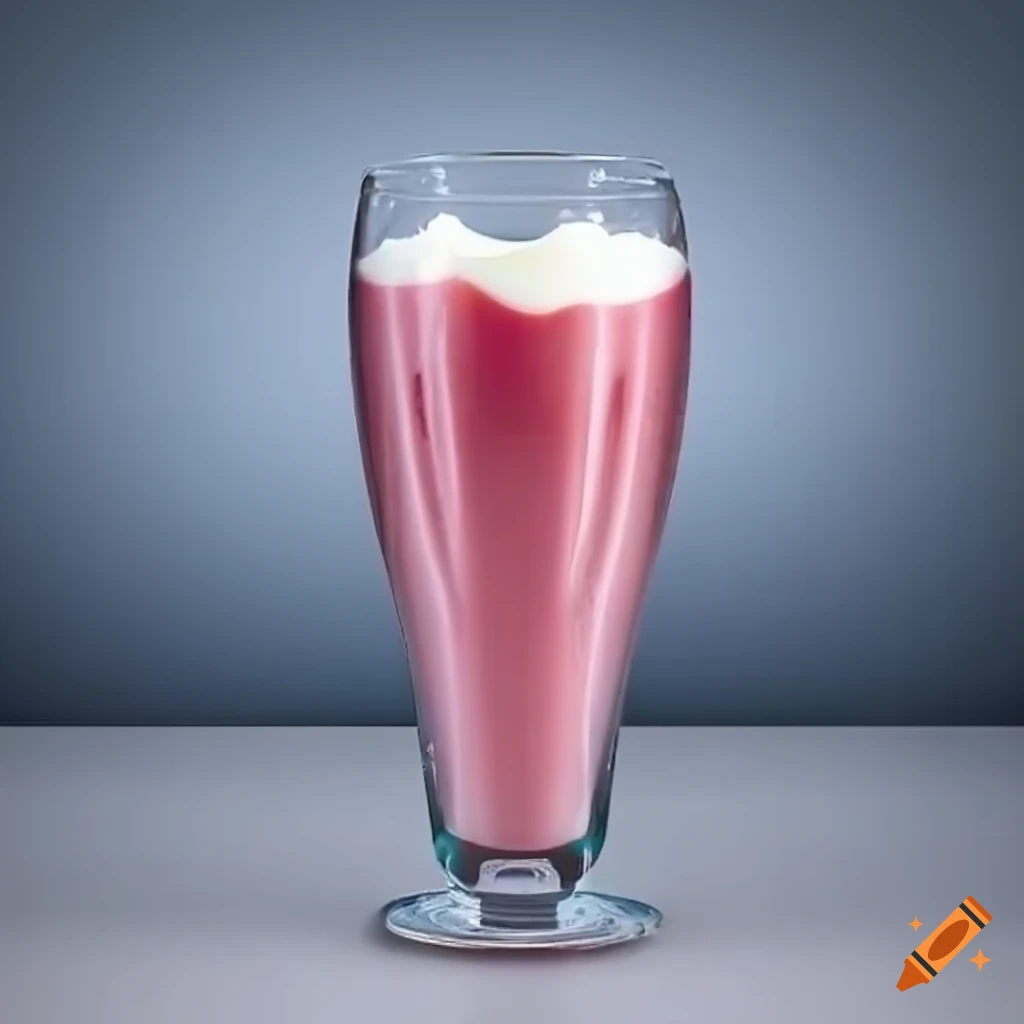A milkshake glass on a counter on Craiyon