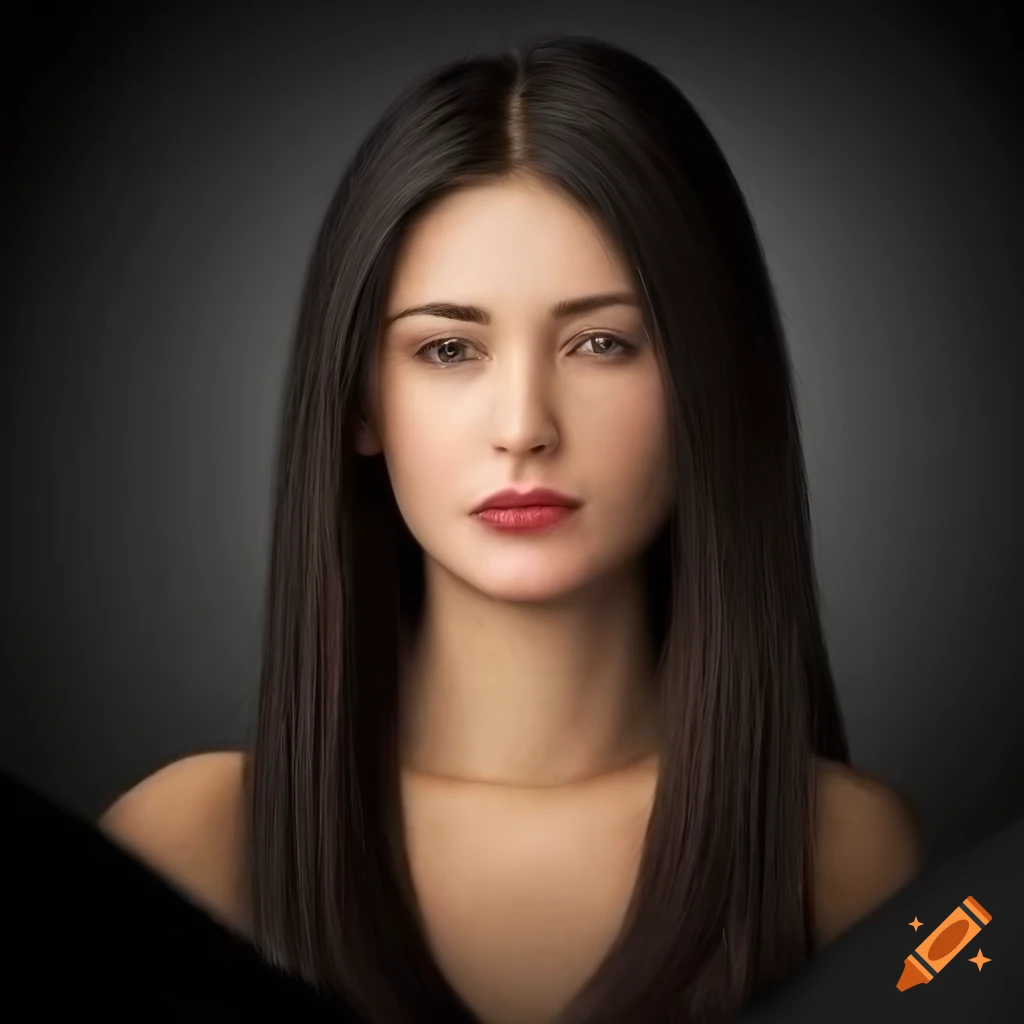 Close up portrait of a young brunette woman on Craiyon