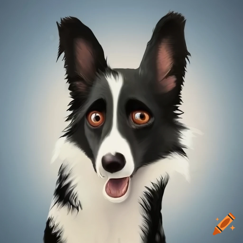 Movie poster of a border collie in a pixar film on Craiyon