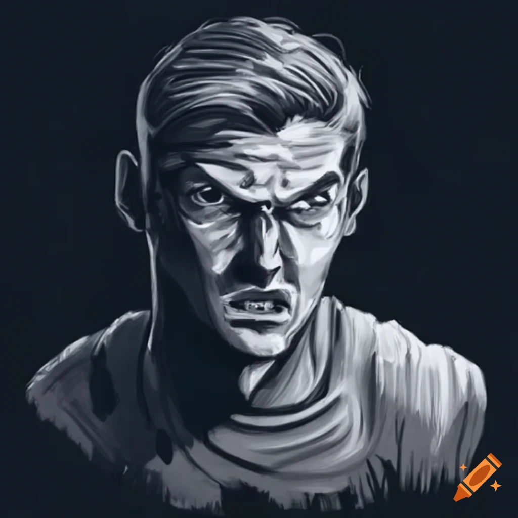 Detailed sketch of a man throwing a smartphone