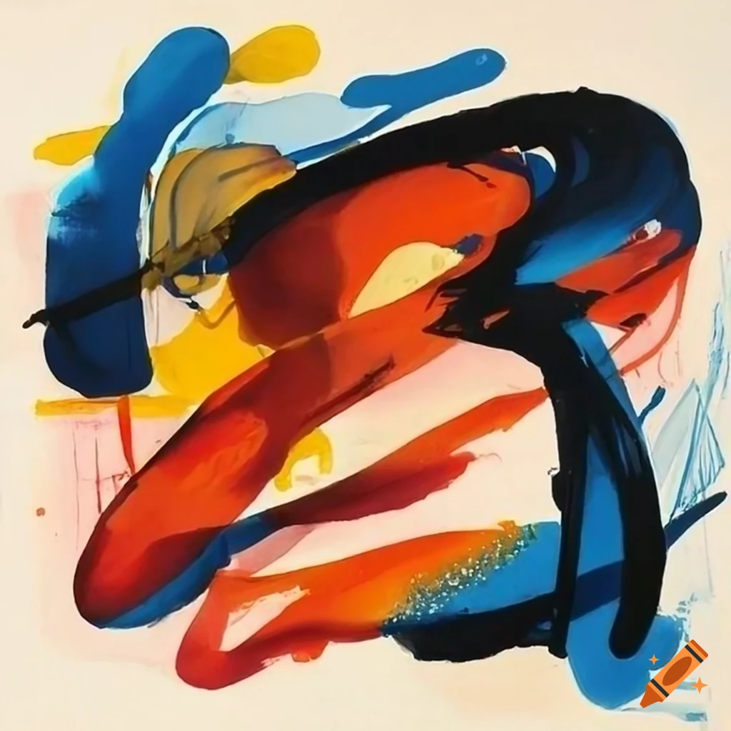 Bold abstract painting with ink lines