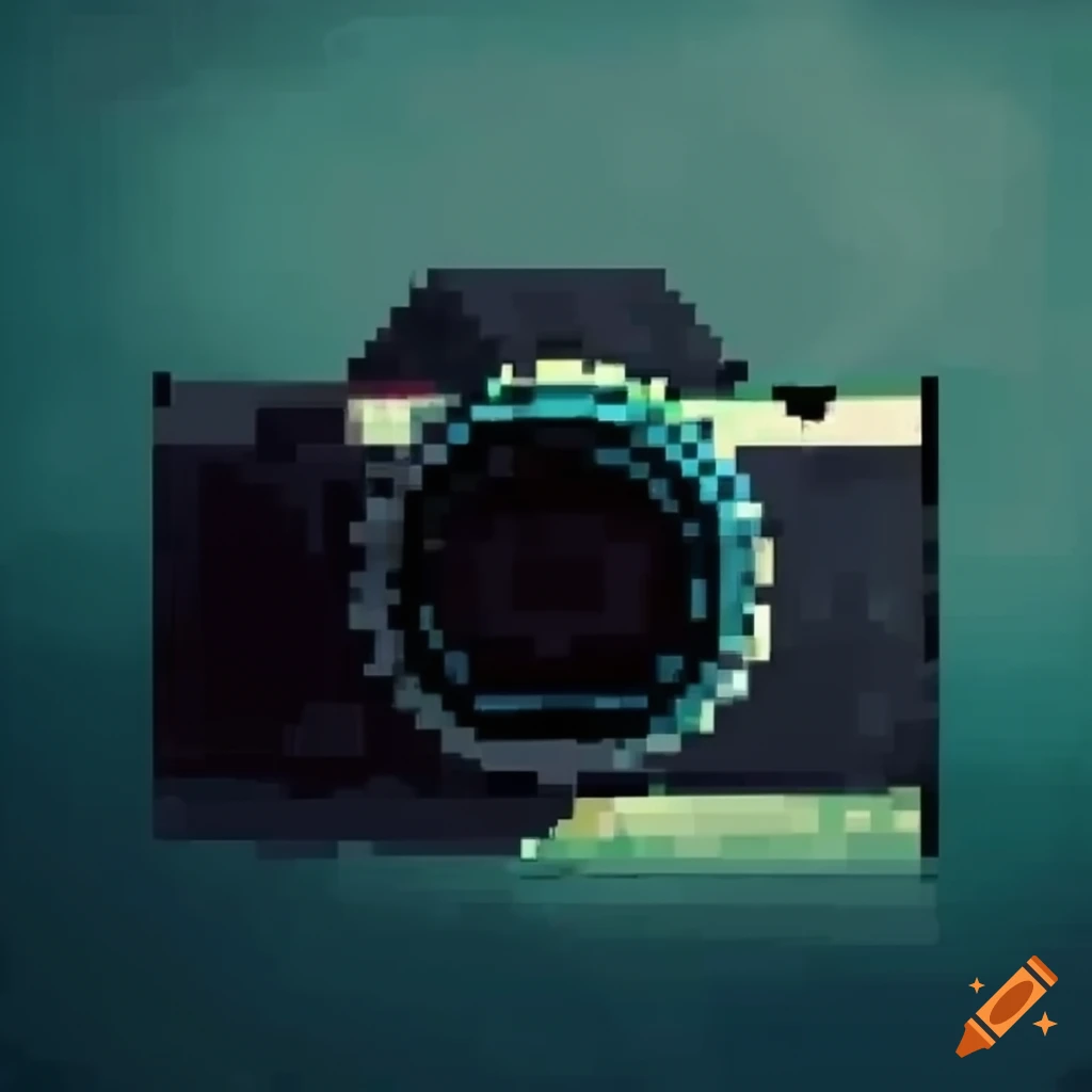 Pixel art illustration of a camera on Craiyon