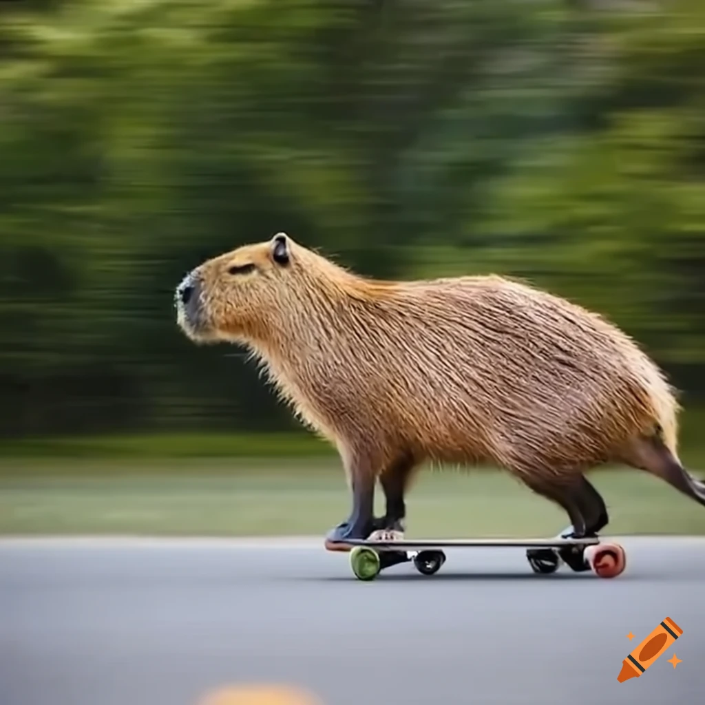 Cute capybara skateboarding on Craiyon