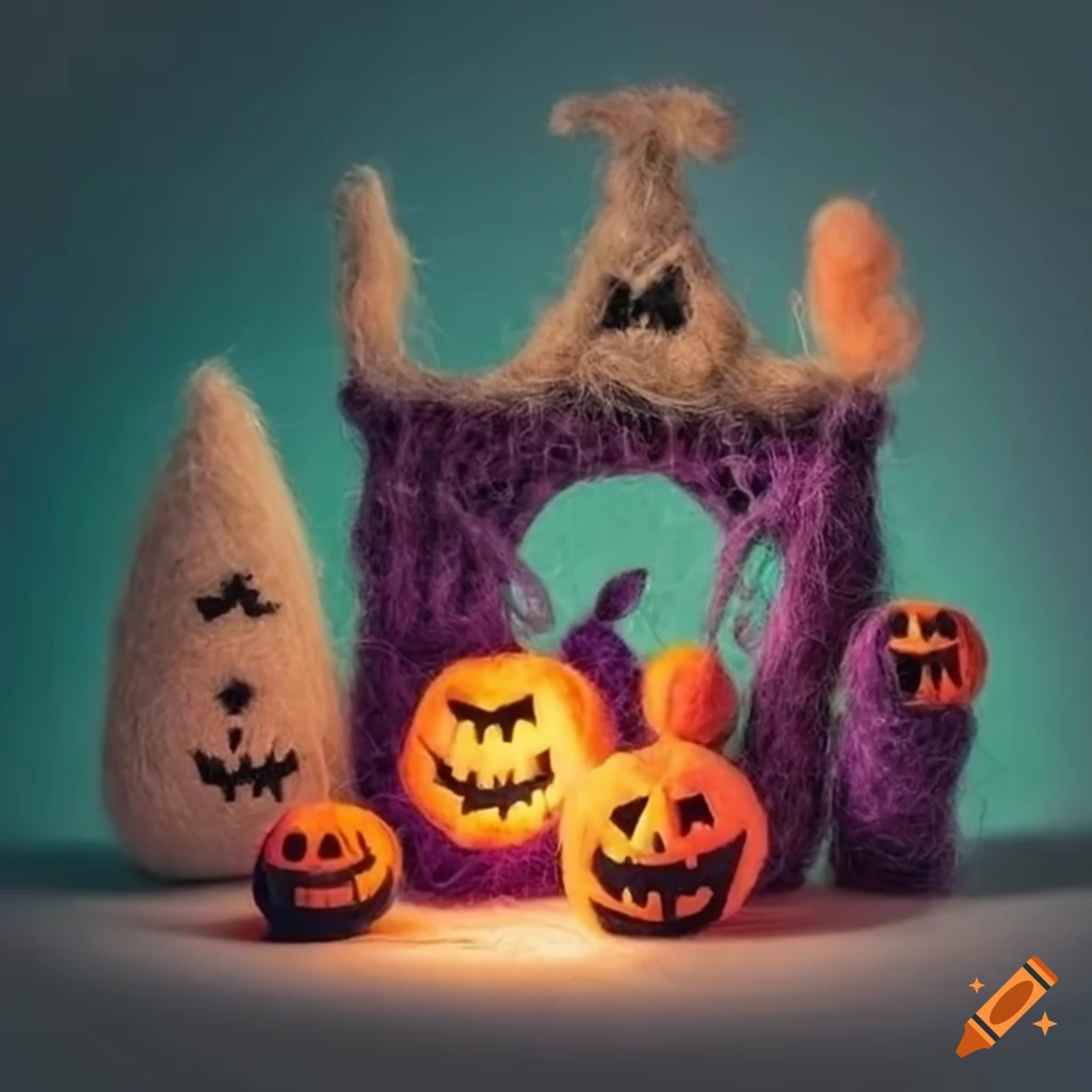 Spooky felted wool halloween decorations