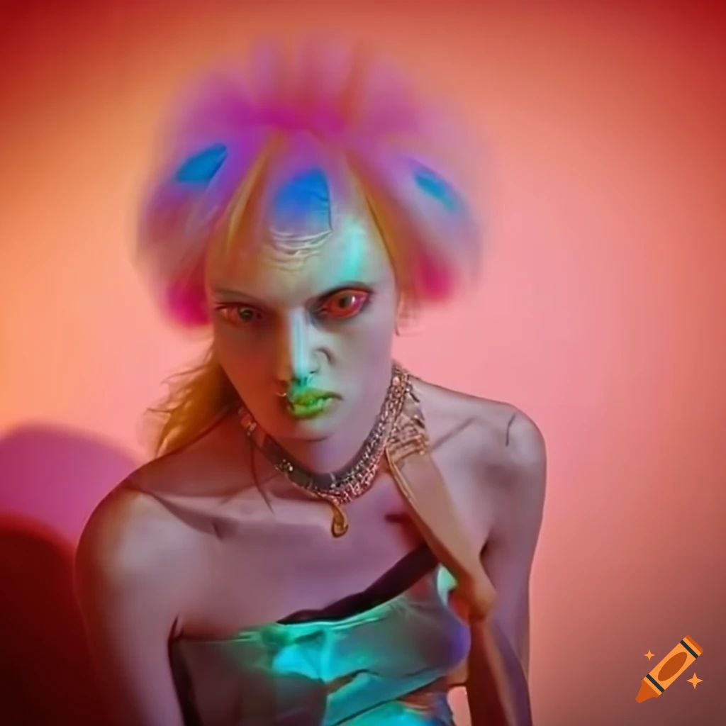 Image of a punk alien worker at a retro space carnival on Craiyon