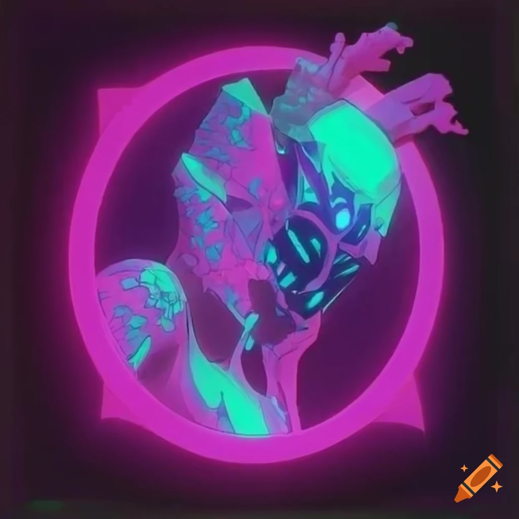 Ultrakill v1 female black robot wings blood dark neon glow on Craiyon