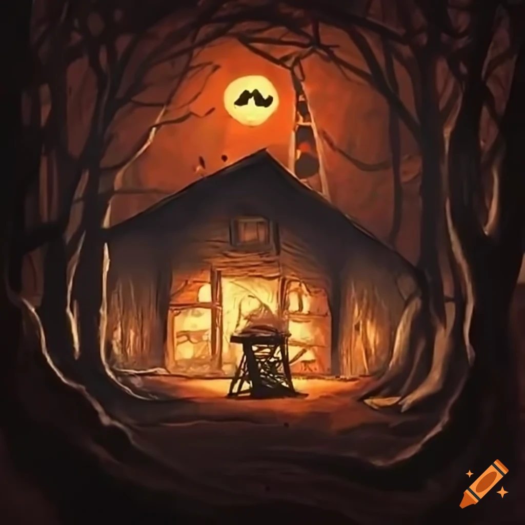 Barn scenery with halloween party and large gift on Craiyon