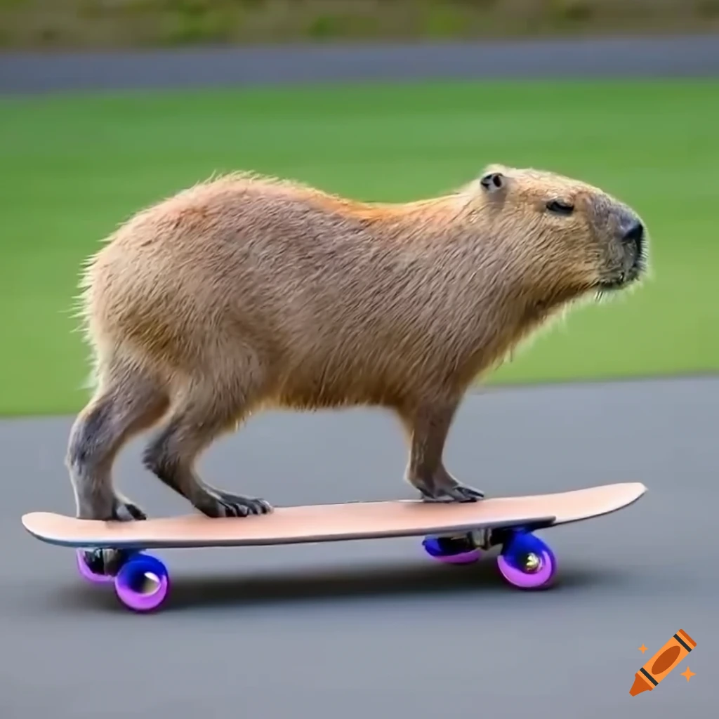 Highly detailed capybara skateboarding on Craiyon