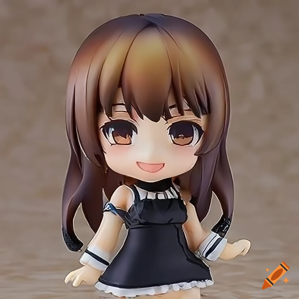 Nendoroid of a brown-haired girl in black dress