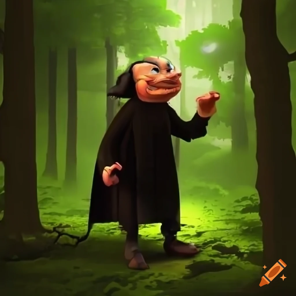 Image of gargamel walking in the forest on Craiyon