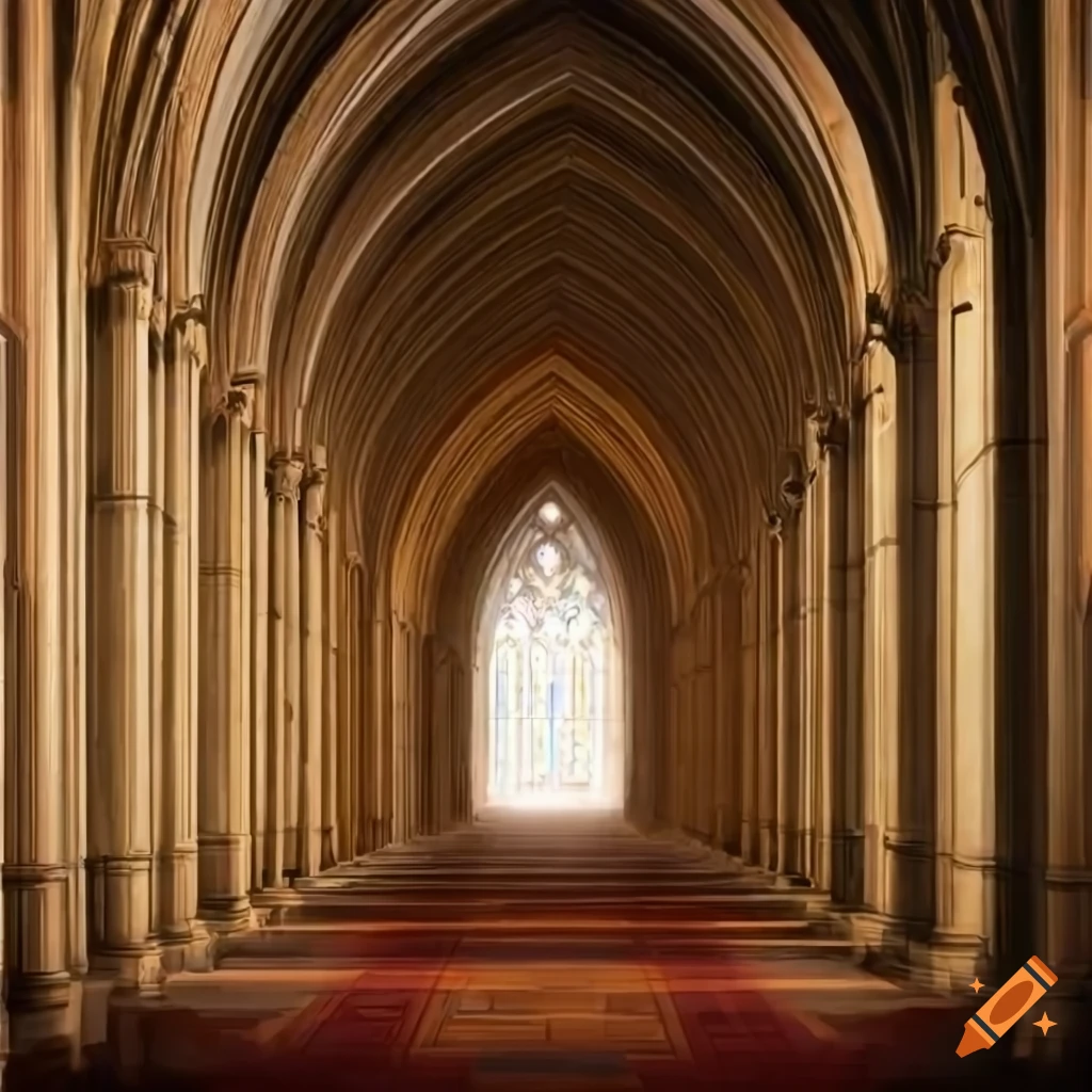 Painterly background of a cathedral hallway on Craiyon