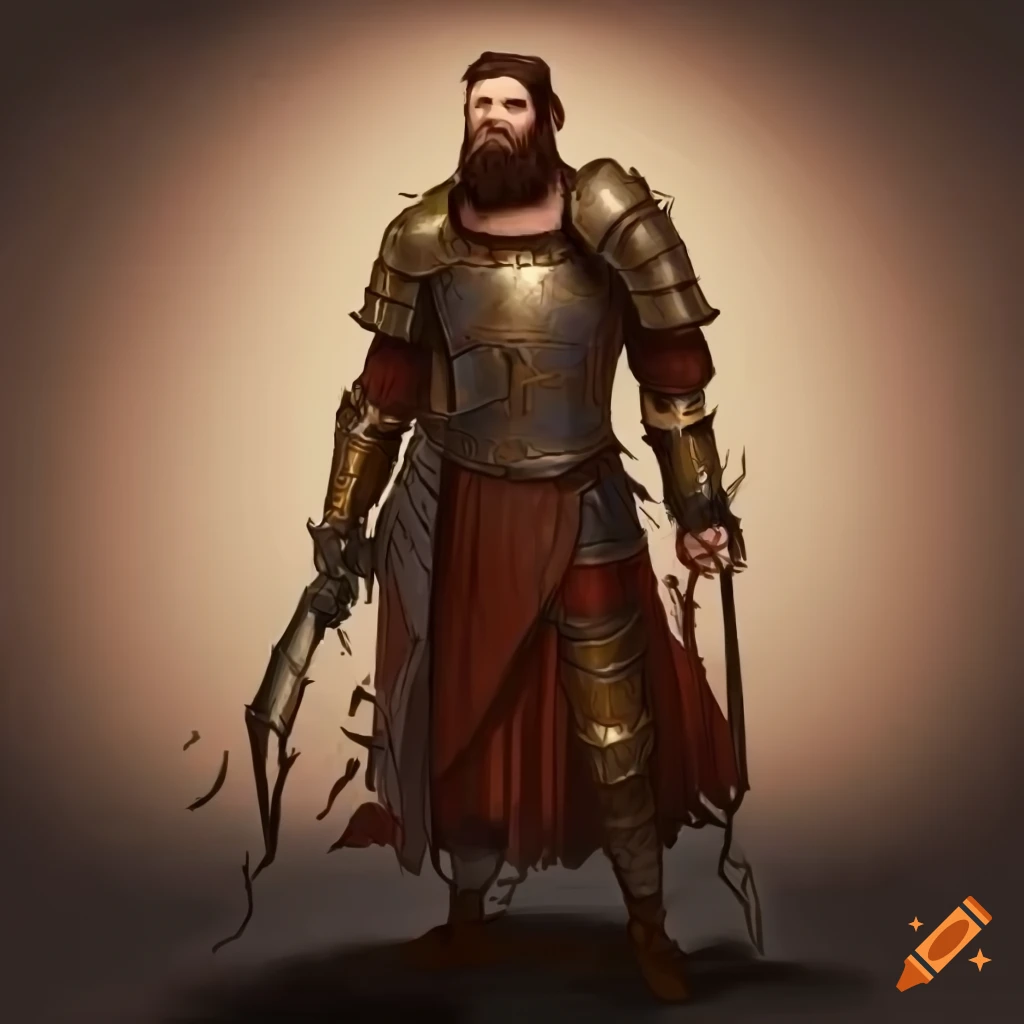 Image of a warrior with broken armor on Craiyon