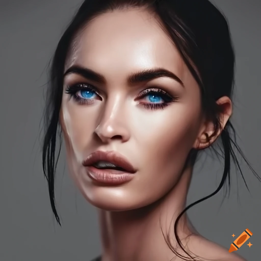 Portrait of a beautiful woman with tan skin and blue eyes on Craiyon