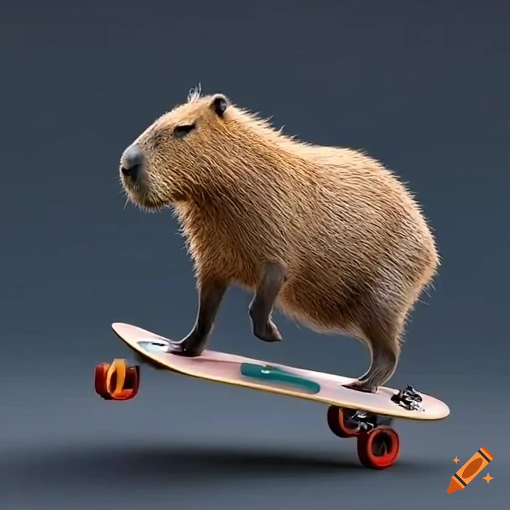 Capybara skateboarding on Craiyon