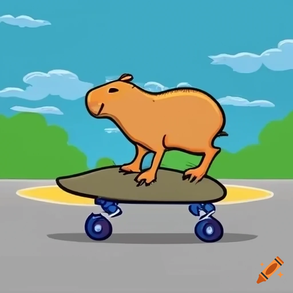 Capybara riding a Tyranosaurus Rex in a whimsical scene on Craiyon