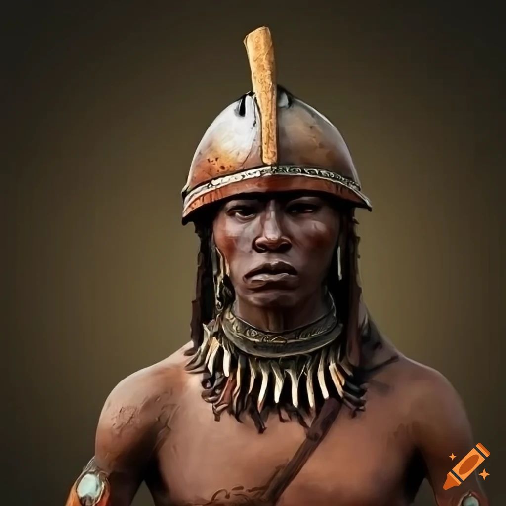 Image of a khoisan warrior in bronze armor on Craiyon