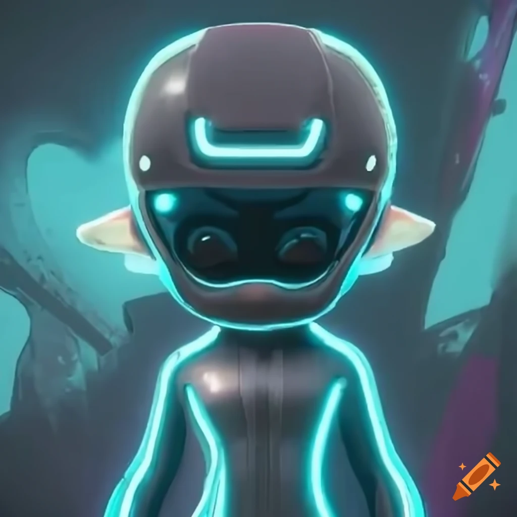 Splatoon inkling in tron inspired outfit on Craiyon