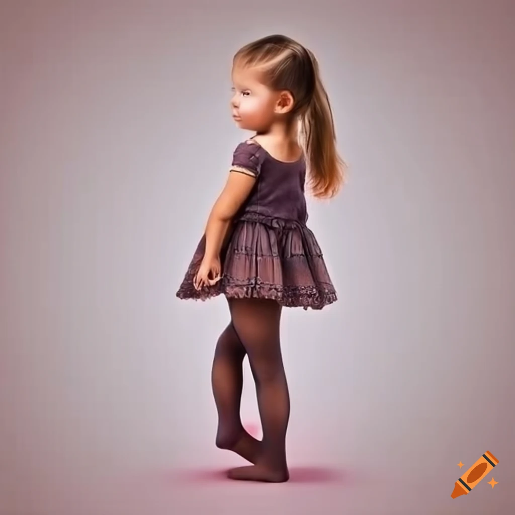 Sideview image of a little girl with tights on Craiyon