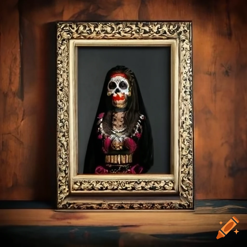 Day of the dead portrait altar frame on Craiyon