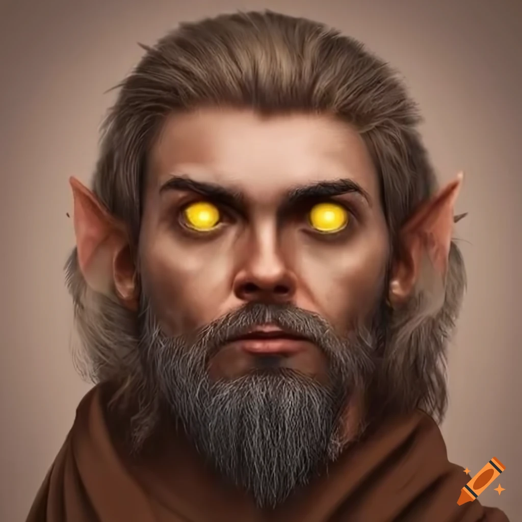 Portrait of a 40-year-old man with elf features on Craiyon