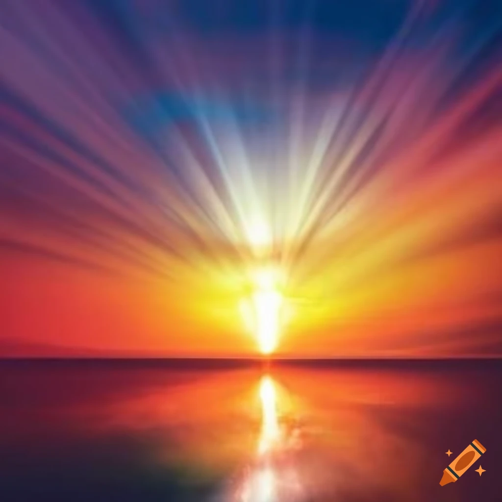 Golden rays of sun through clouds in a blue sky on Craiyon