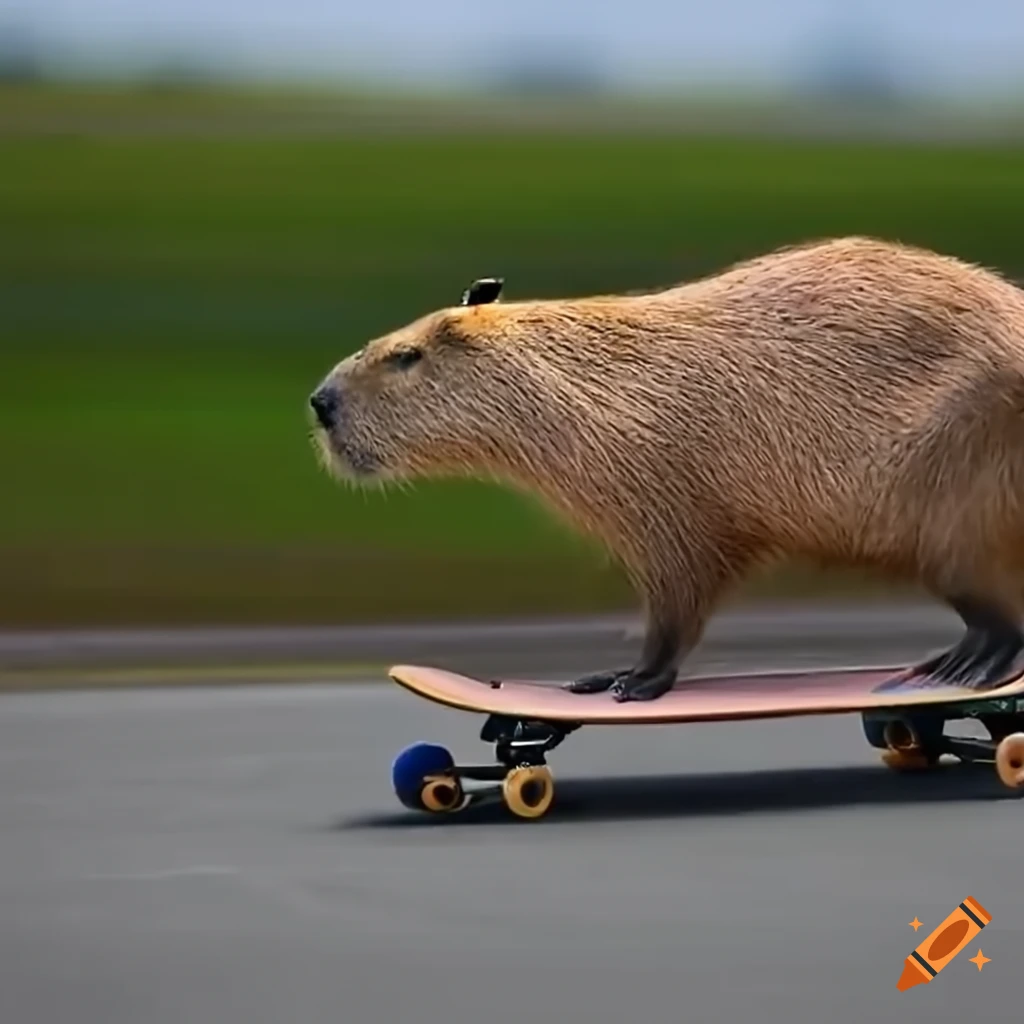 Capybara riding a skateboard on Craiyon
