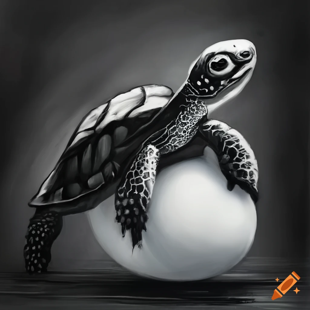 Turtle with moon depicted on its shell on Craiyon