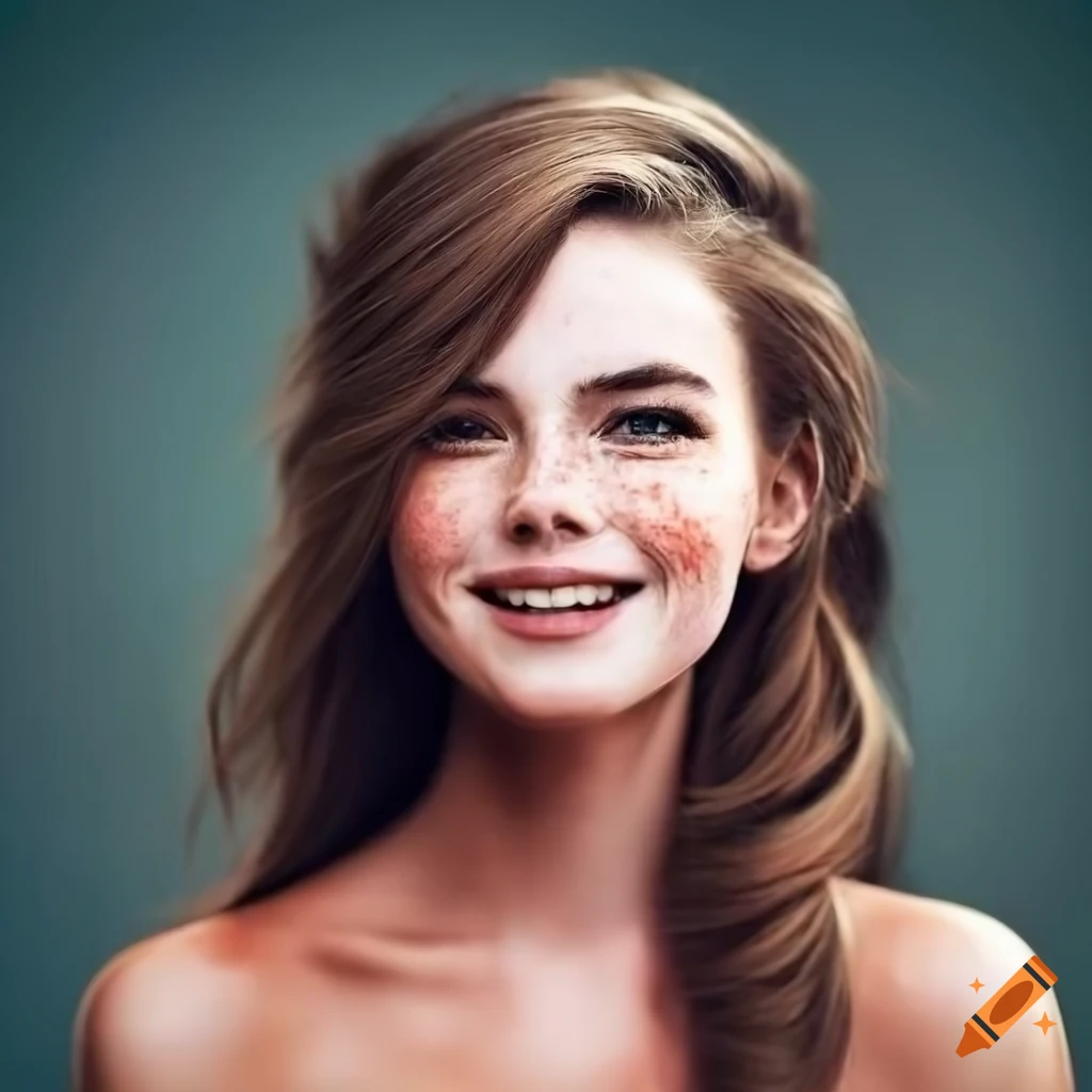 Portrait Of A Person With Wavy Hair And Freckles On Craiyon