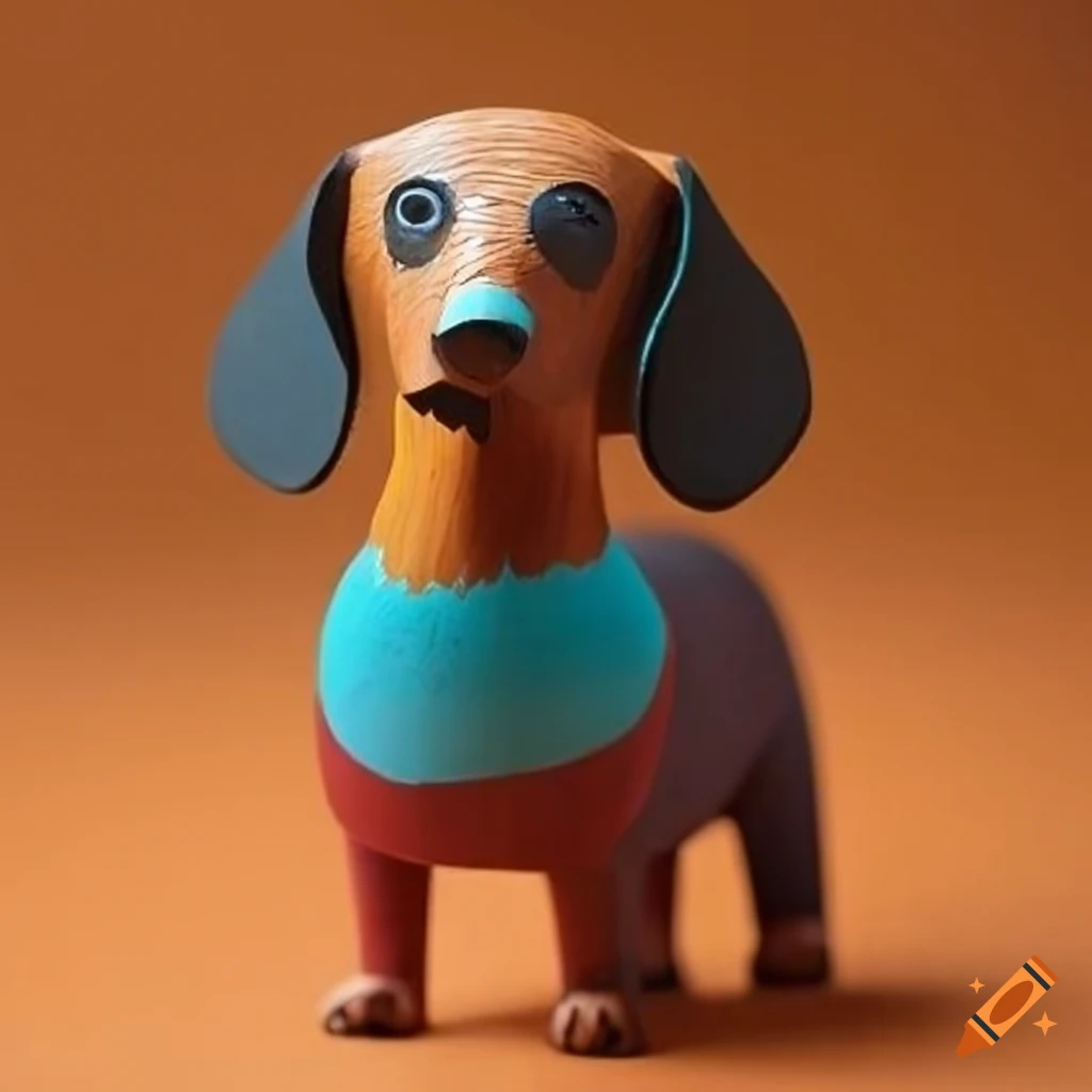 Collection of stylized wooden toy dogs on Craiyon