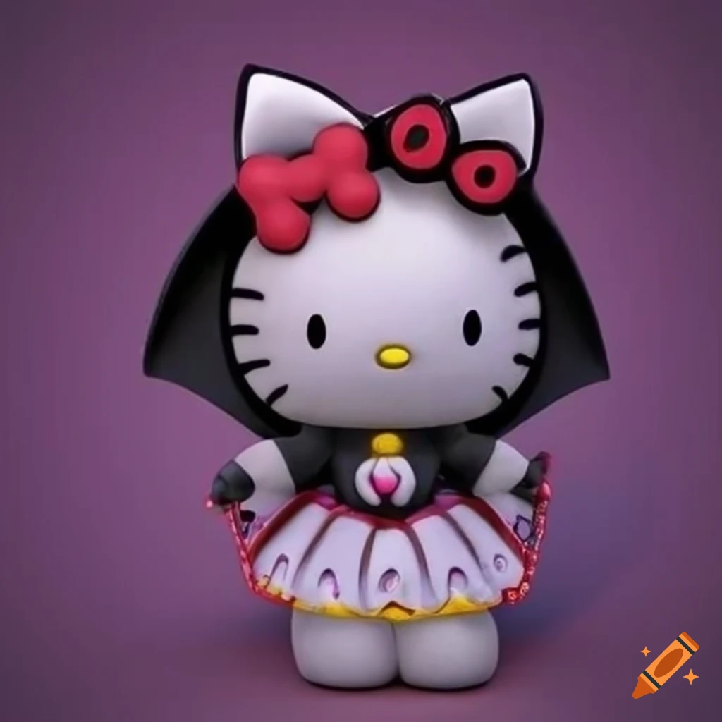 3d hello kitty in vampire costume on Craiyon