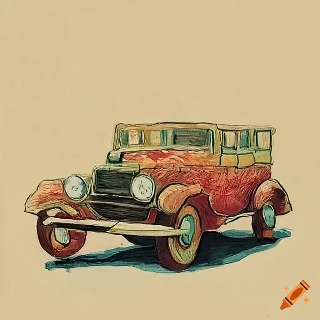 Monet's painting of an old car on Craiyon